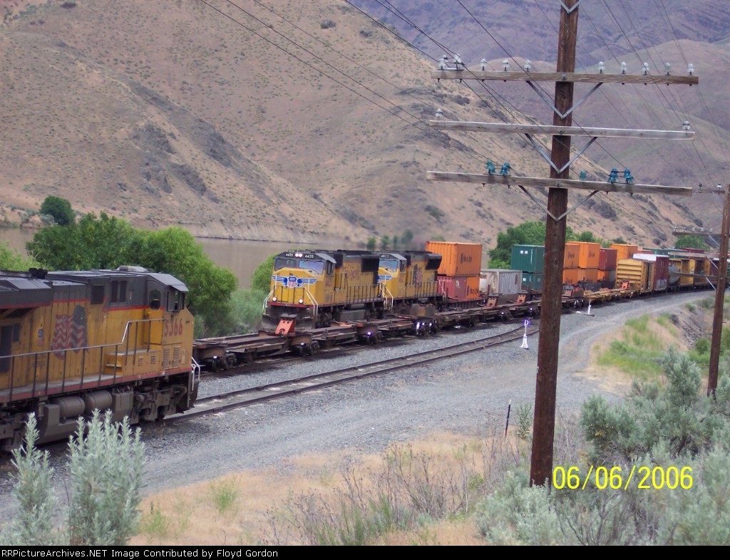 UP 4435 Leads Eastbound Stack Train